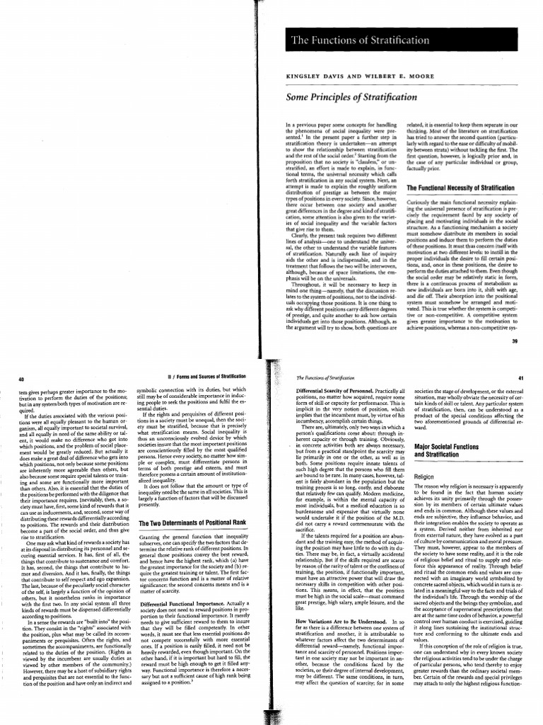 Some Principles of Stratification | PDF | Social Stratification ...