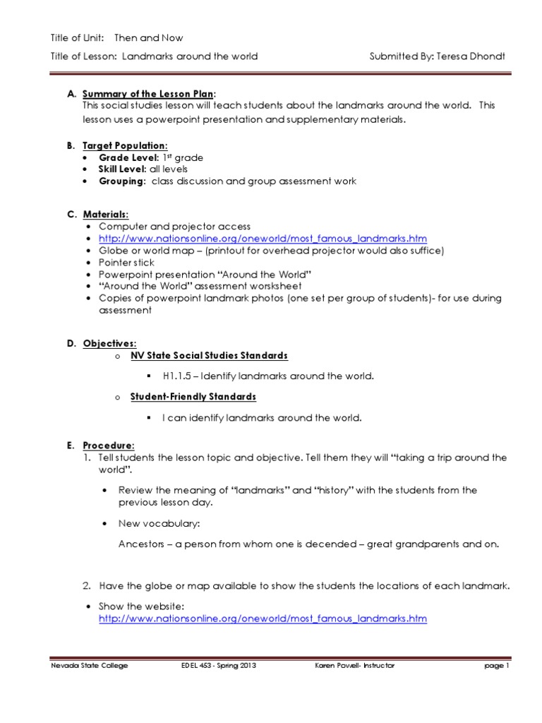 EDEL453 Spring2013 TeresaDHONDT Unit 2 History DAY 4 | PDF ...