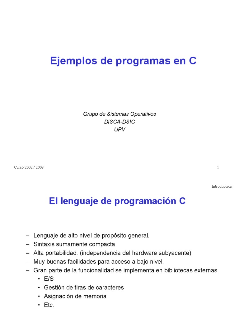 Ejemplos de Programacion en Lenguaje C | PDF