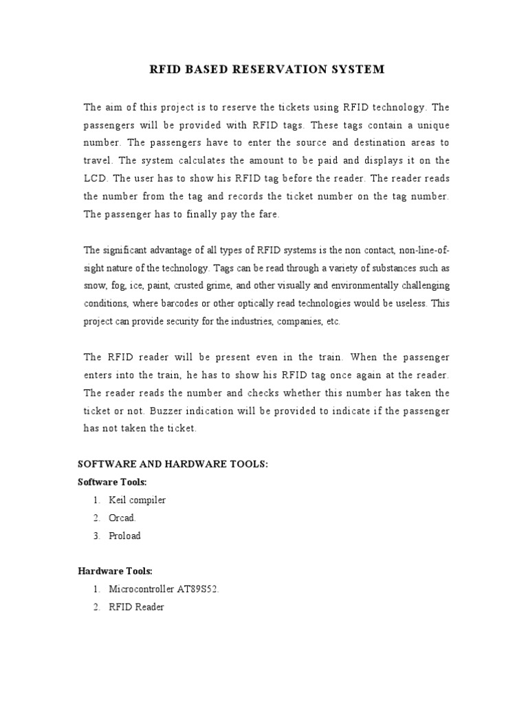 RFID Ticket Reservation System | PDF