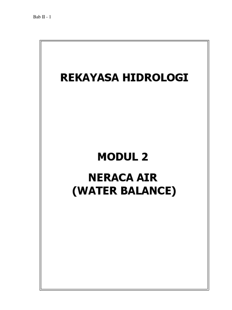 Modul 2 - Rek Hidrologi - Neraca Air (Water Balance) | PDF