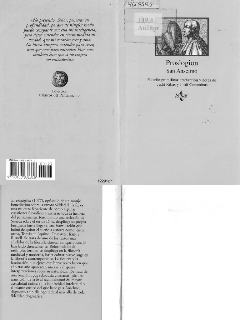 San Anselmo - Proslogion | PDF