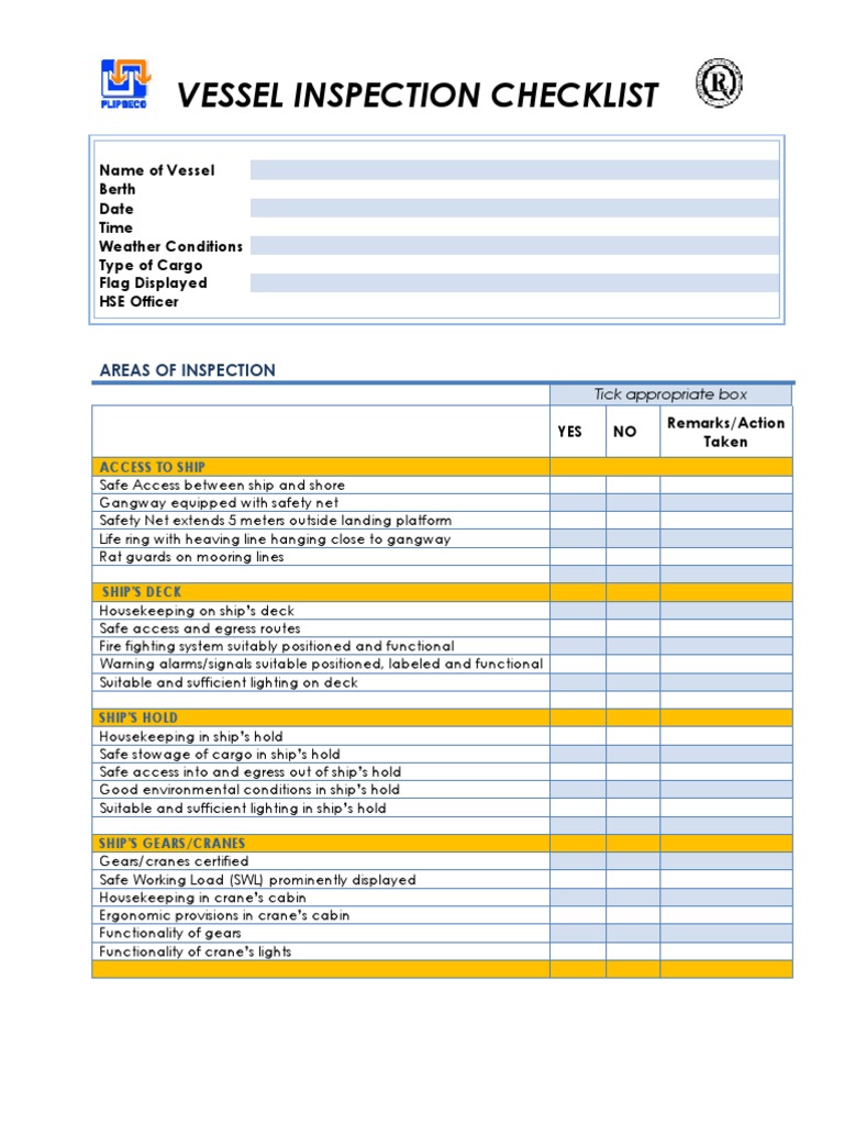 Plipdeco Haulier Inspection Checklist Sample Form | PDF