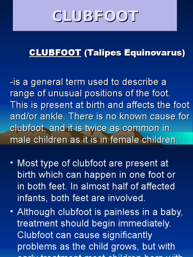 Clubfoot | PDF | Medical Specialties | Clinical Medicine