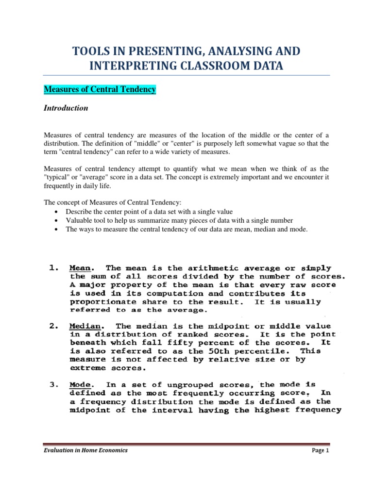 Tools in Presenting, Analysing and Interpreting Classroom Data | PDF ...