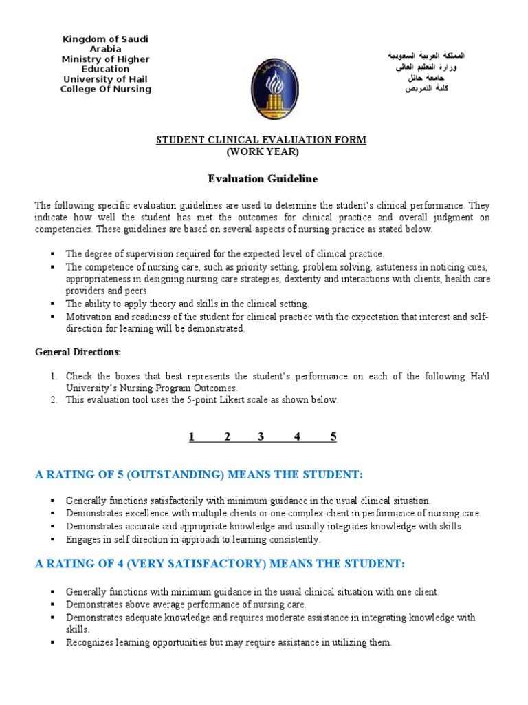 Student Evaluation Tool-Hail University | PDF | Nursing | Grading ...