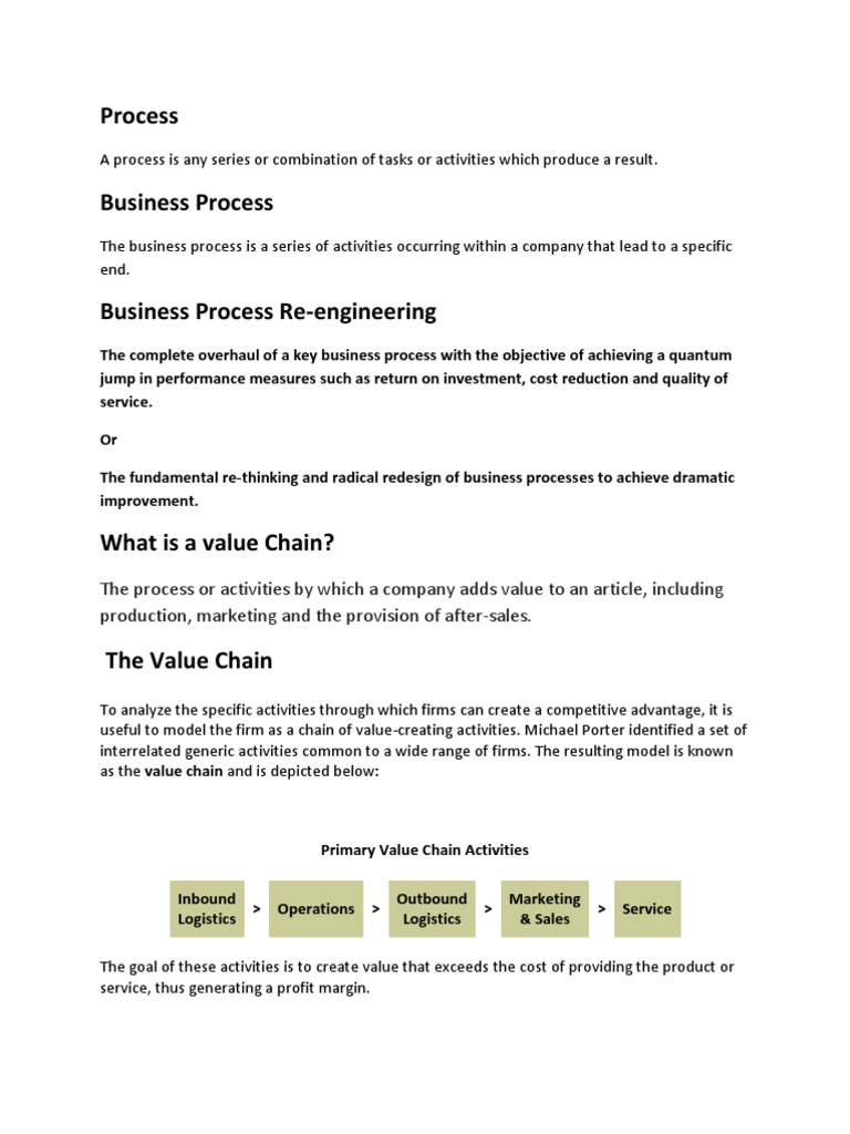 Value Chain Activities BPR | Download Free PDF | Value Chain | Business ...