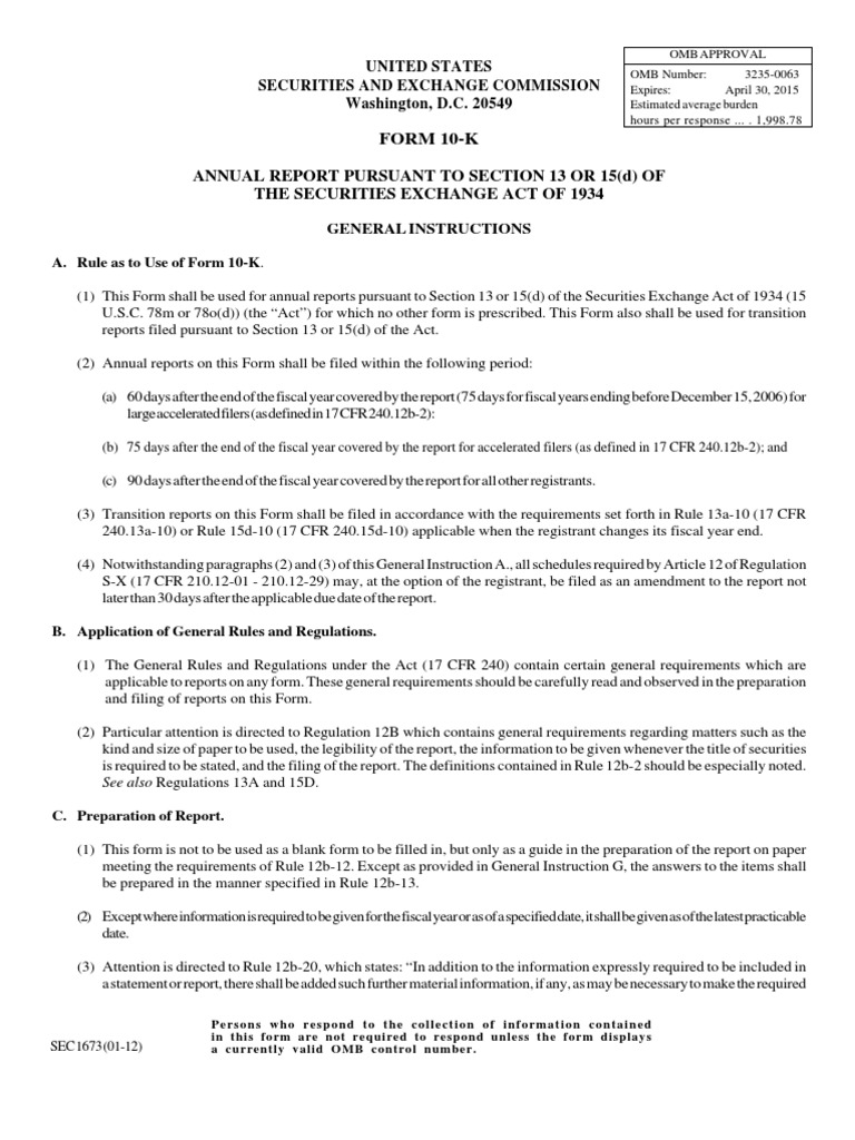 SEC Form 10-K Annual Report Guide | PDF | Finance & Money Management