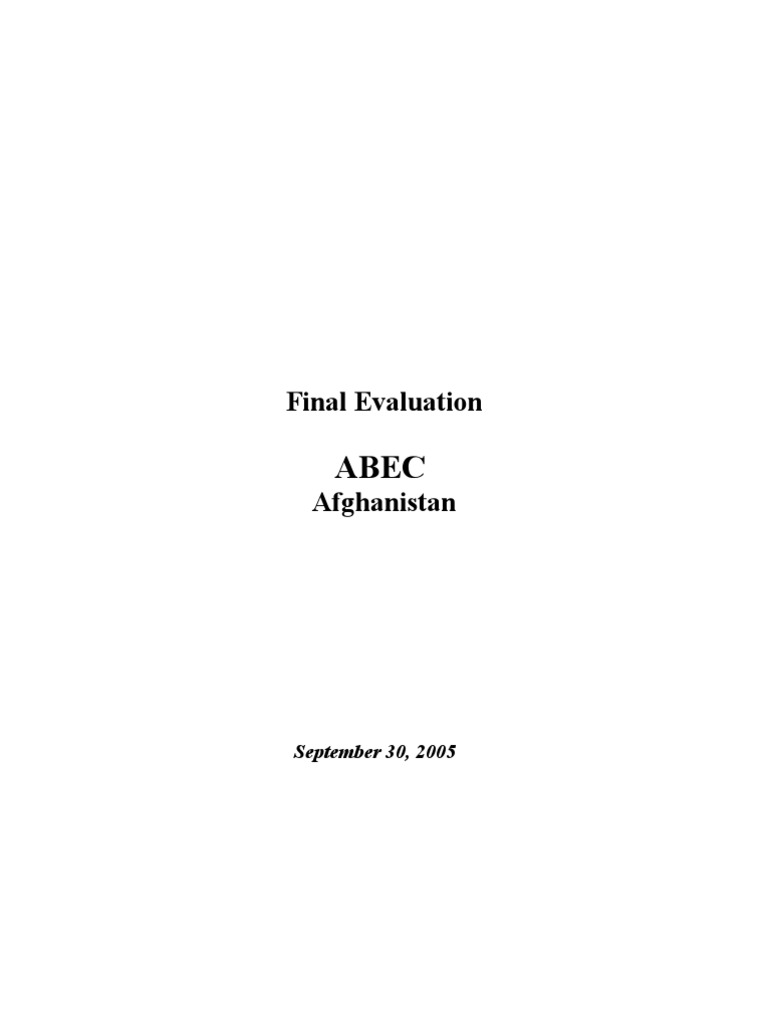 Afg - Abec - Final - Sep 05 | PDF | Evaluation | Causality