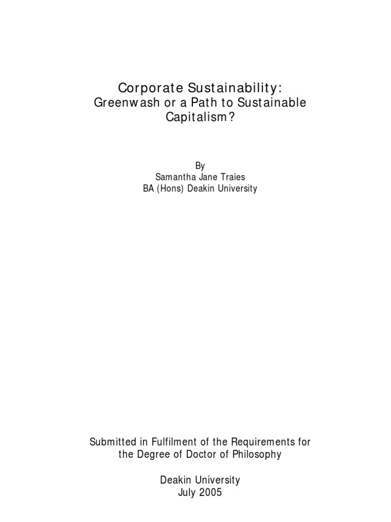 Corporate Sustainability-Greenwash or A Path To Sustainable Capitalism ...