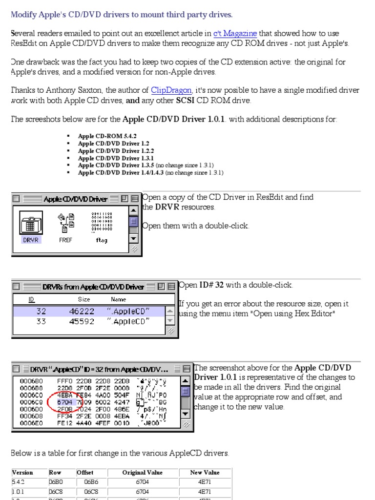 Modify Apple's CD/DVD Drivers To Mount Third Party Drives | PDF | Cd ...