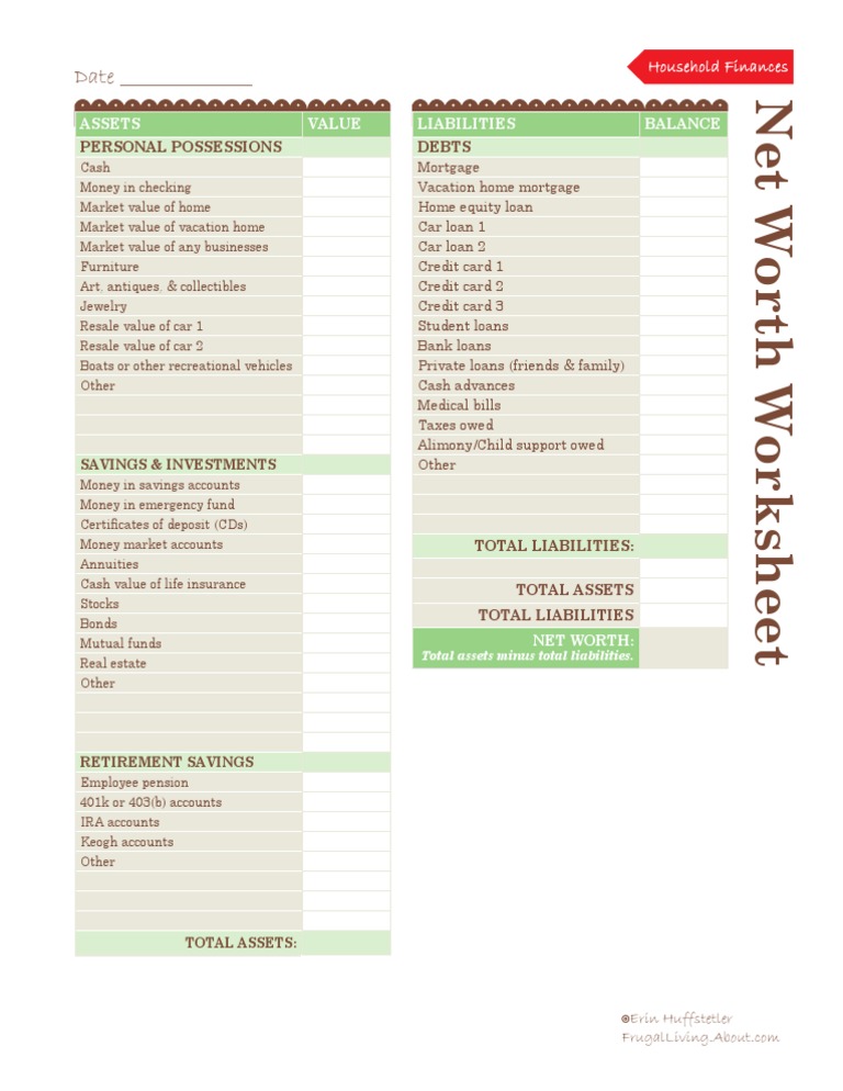 Net Worth Worksheet | PDF | Law