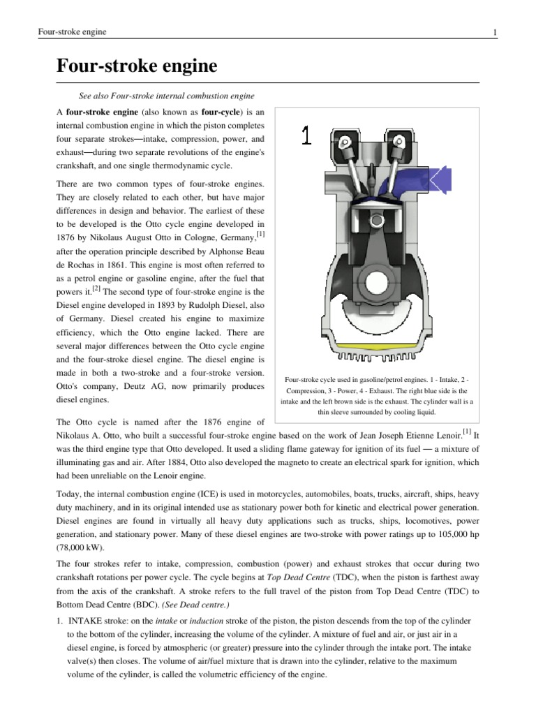 Four Stroke Engine Working | PDF | Internal Combustion Engine | Diesel ...