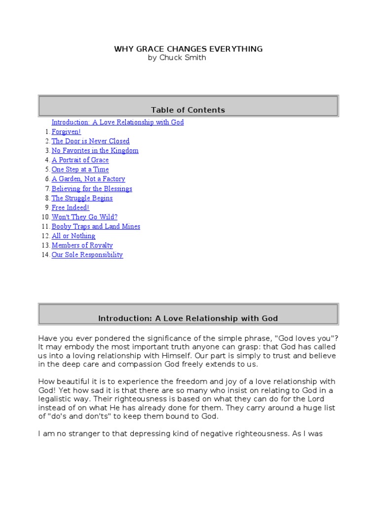 Why Grace Changes Everything | PDF | Grace In Christianity | Sin
