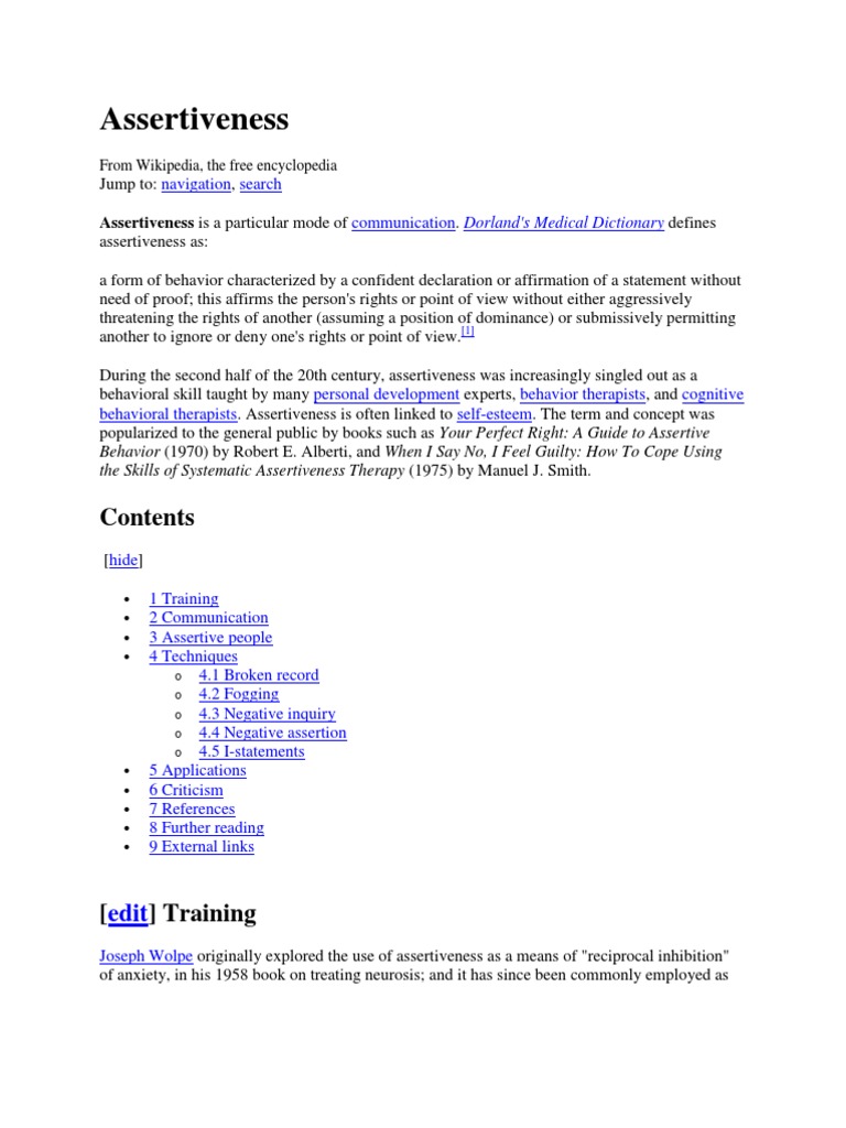 Assertiveness | PDF | Metaphysics Of Mind | Psychology