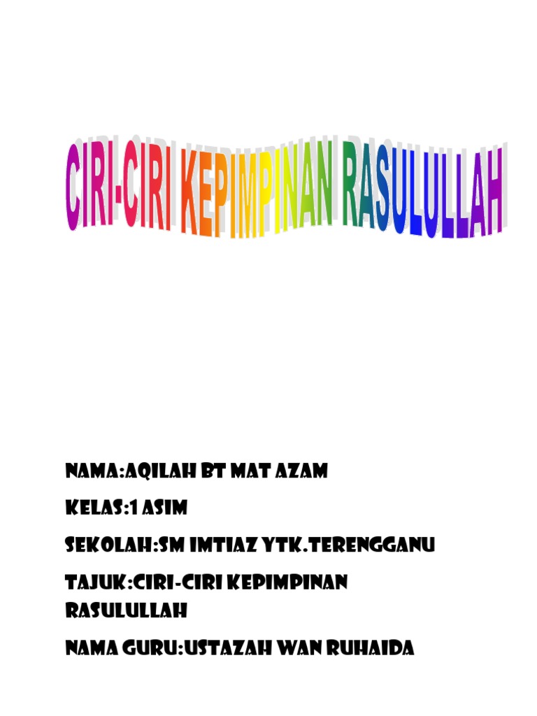 Ciri-Ciri Kepimpinan Rasulullah | PDF