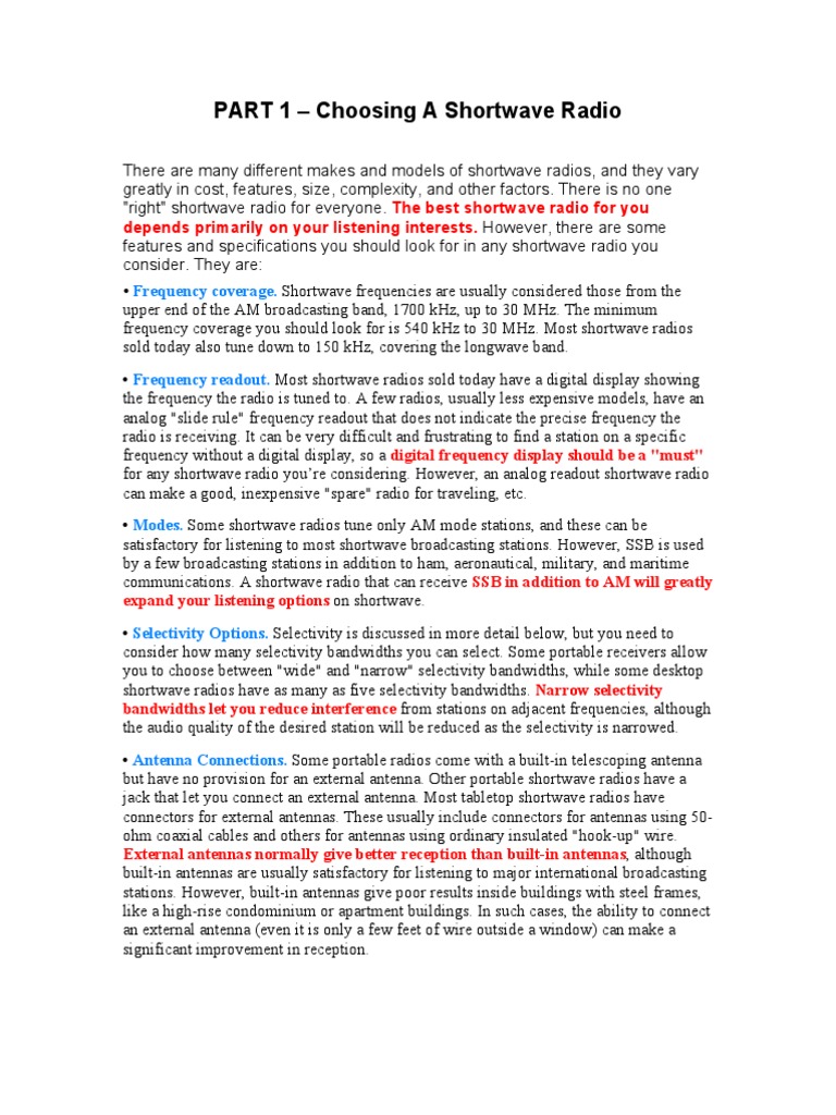 Shortwave 1 | PDF | Radio Spectrum | Amateur Radio
