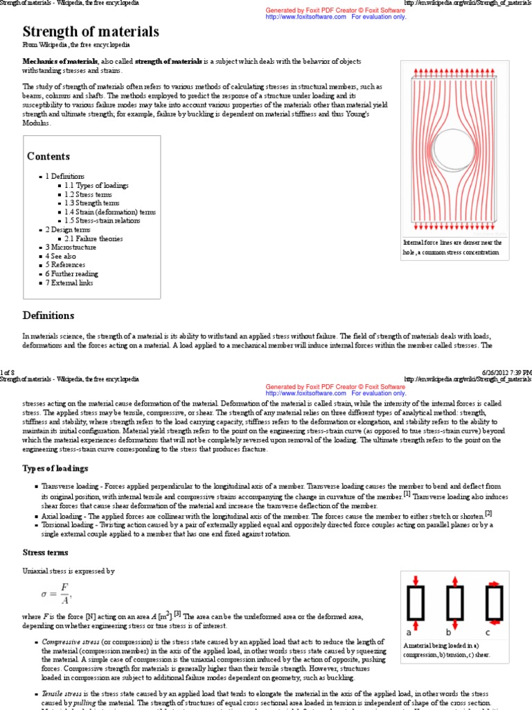Strength of Materials - Wikipedia, The Free Encyclopedia | PDF ...