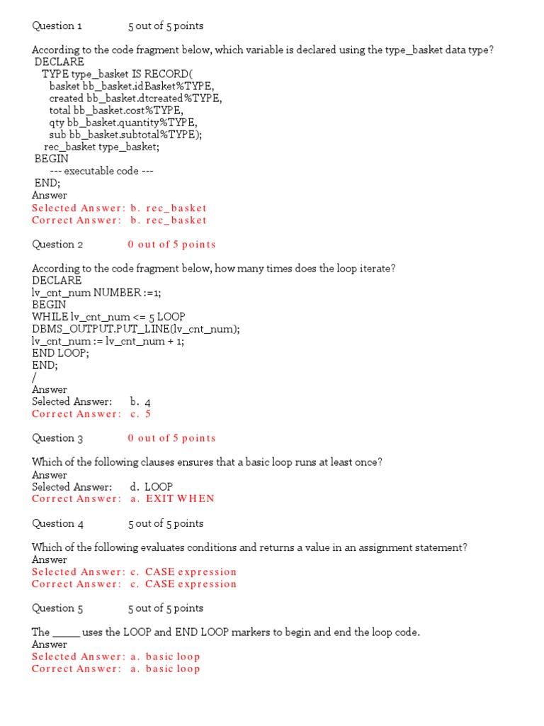 Exam1 Advanced Plsql Programming Pdf Control Flow Plsql 1966