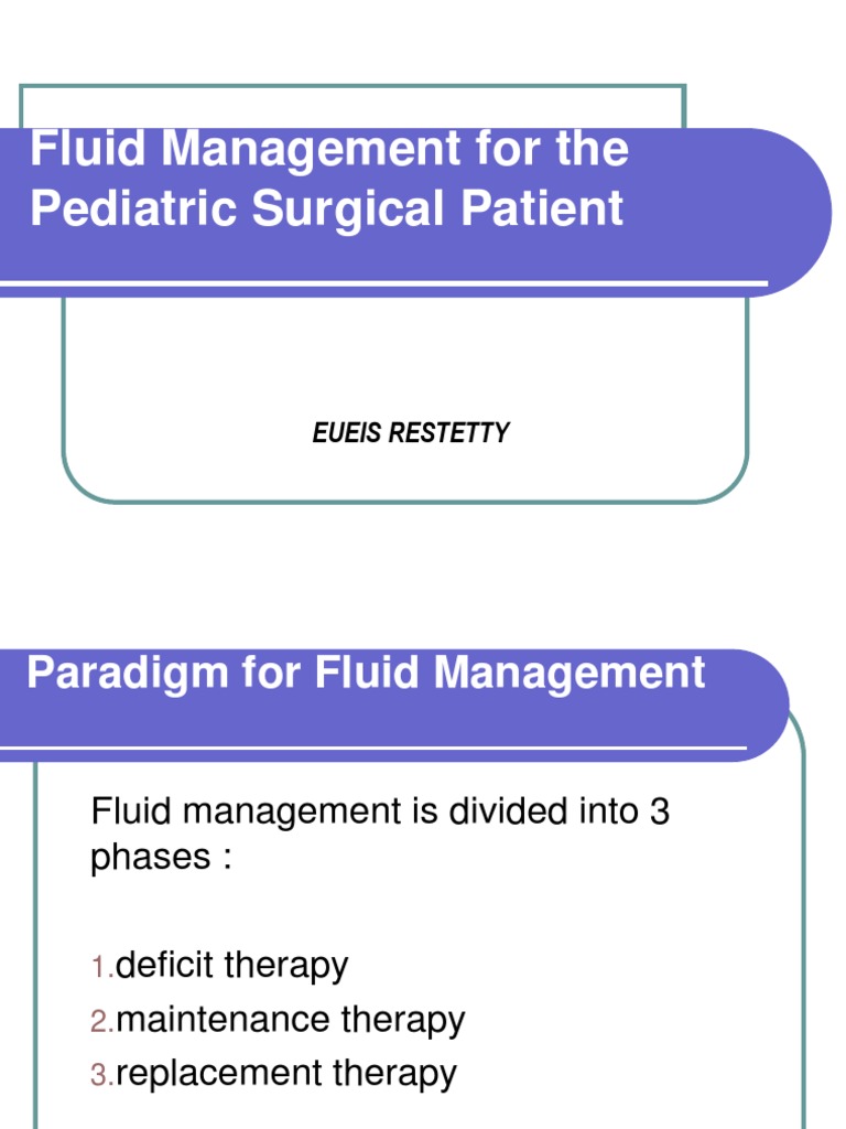 Pediatric Fluid Management in Surgery | PDF | Dehydration | Saline ...
