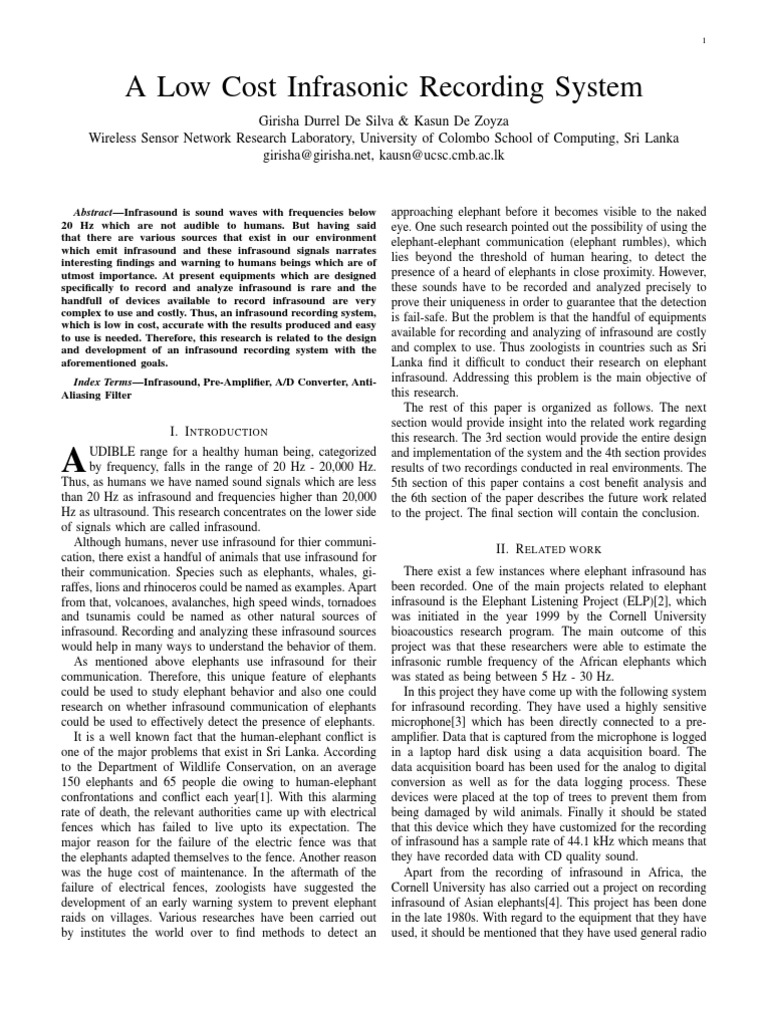 Infrasound Recording System | PDF | Analog To Digital Converter | Low ...