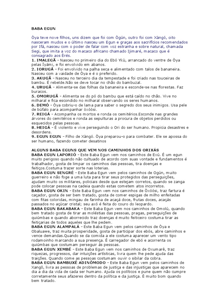 Os Baba Eguns que vem nos caminhos dos Orixás: suas características e ...