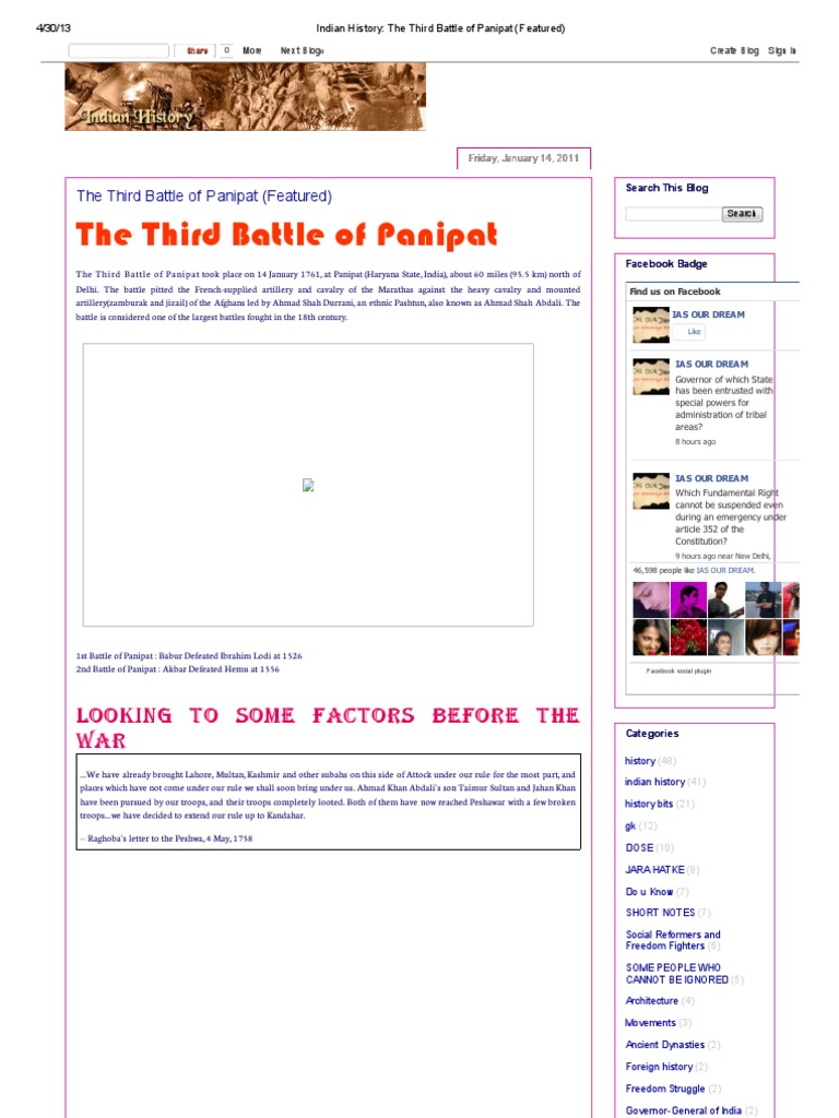 Third Battle of Panipat Overview | PDF | Armed Conflict | Unrest