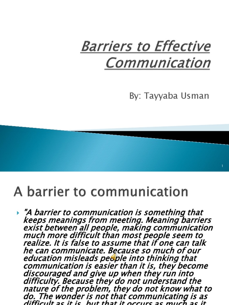 Barriers To Effective Communication Ppt