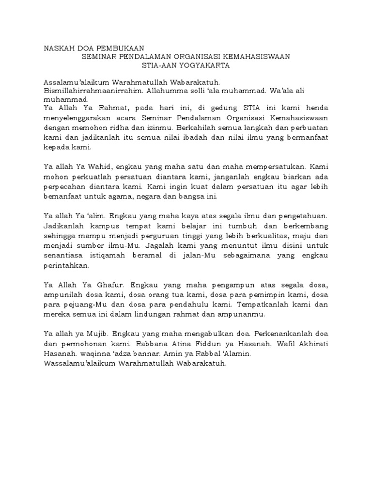 Naskah Doa Pembukaan | PDF | Agama & Spiritualitas