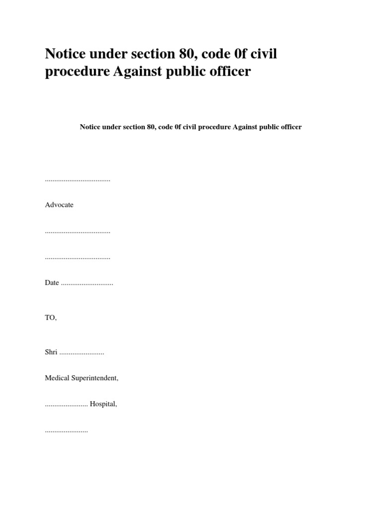 Notice Under Section 80 | PDF | Hospital | Pain