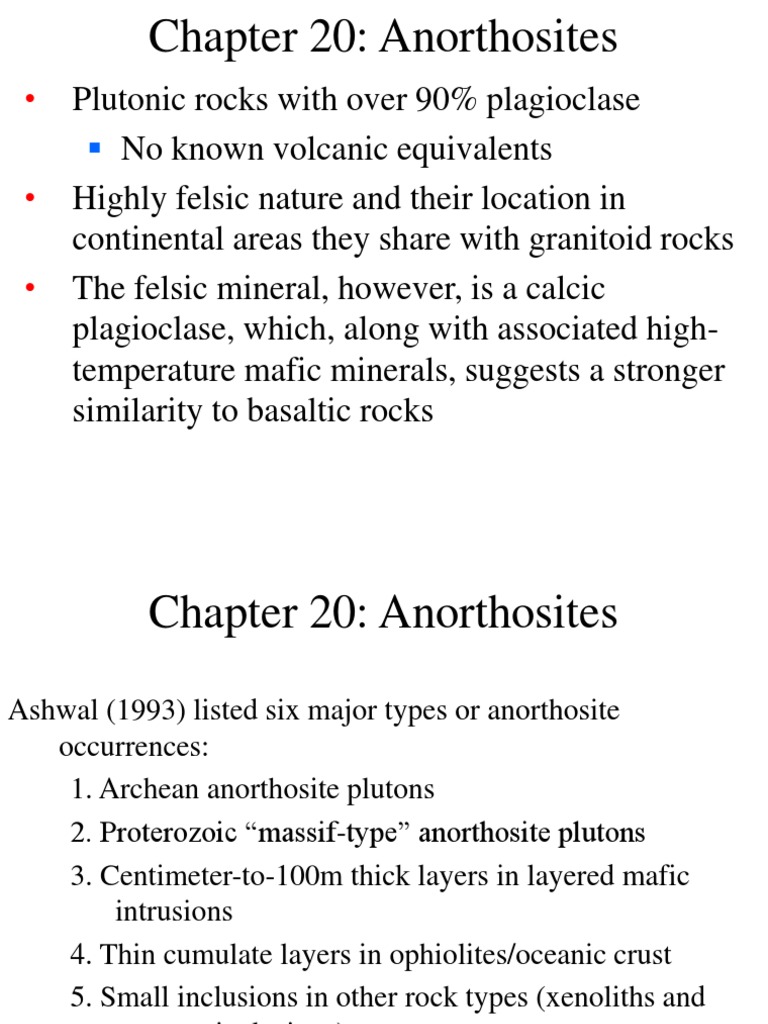 Overview of Anorthosites and Their Types | PDF | Science & Mathematics