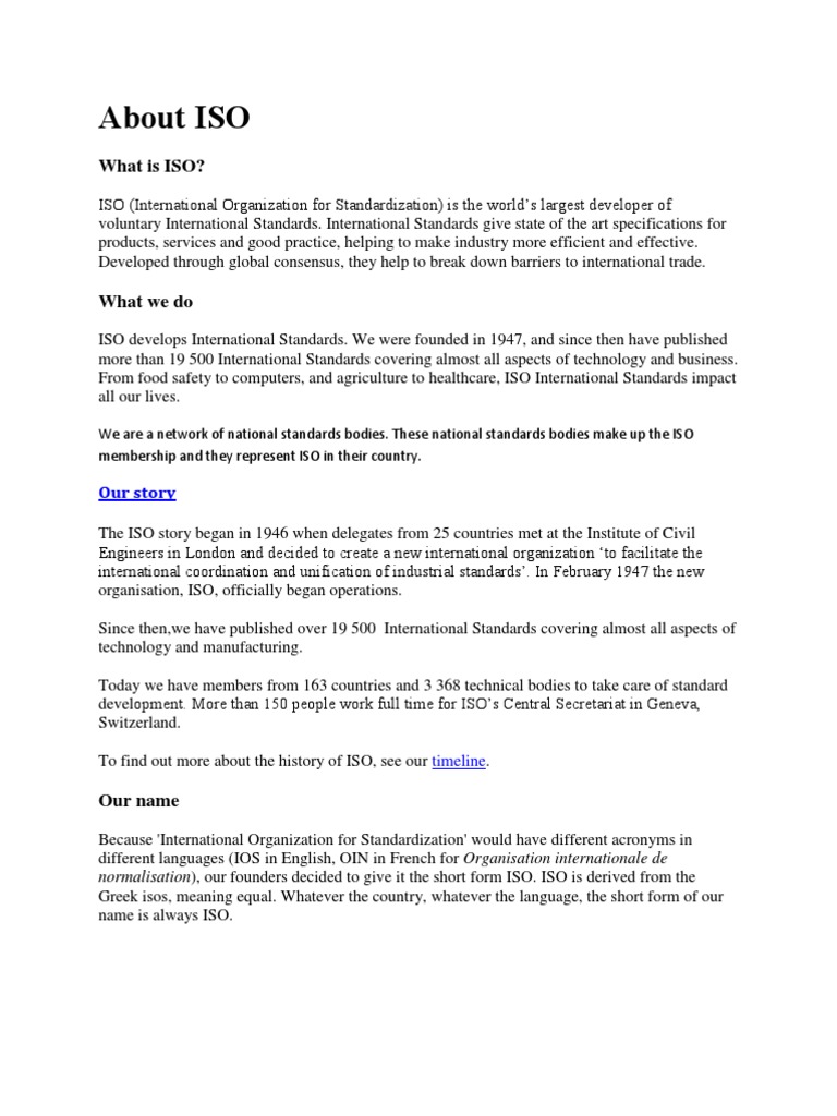 About ISO | PDF | International Organization For Standardization ...