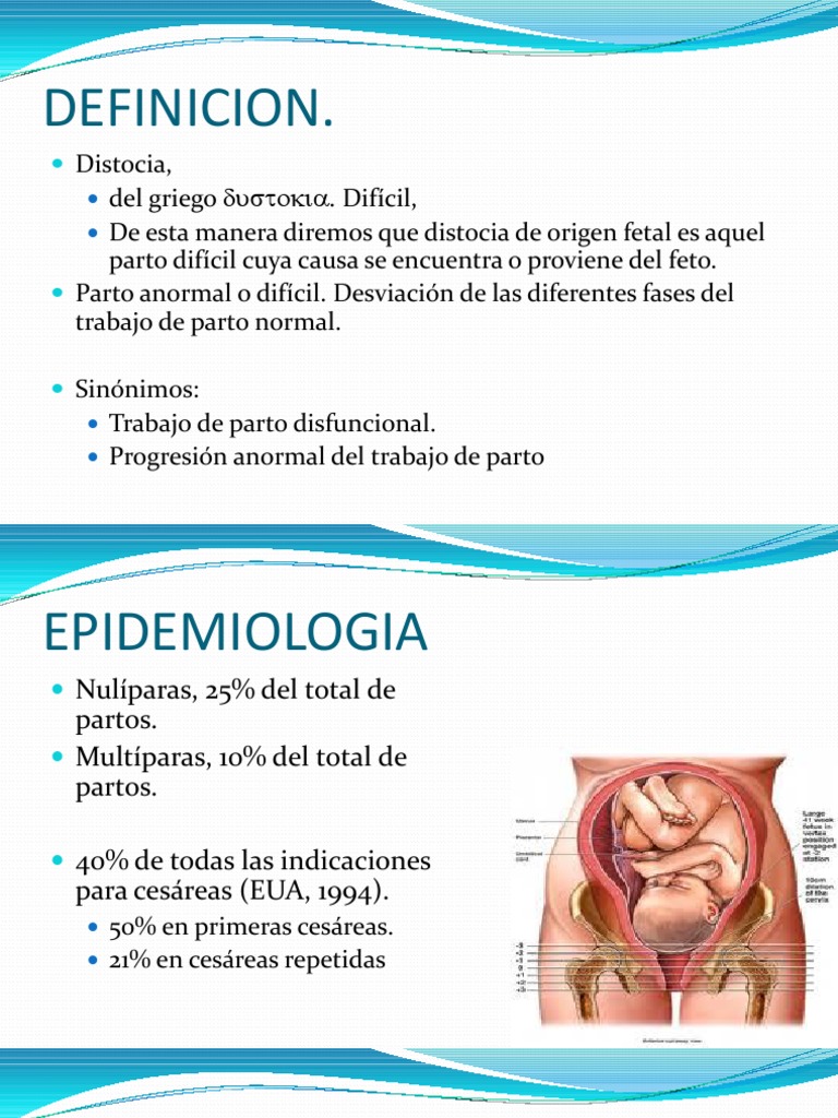 Distocia: Causas y Evaluación | PDF | Parto | Maternidad