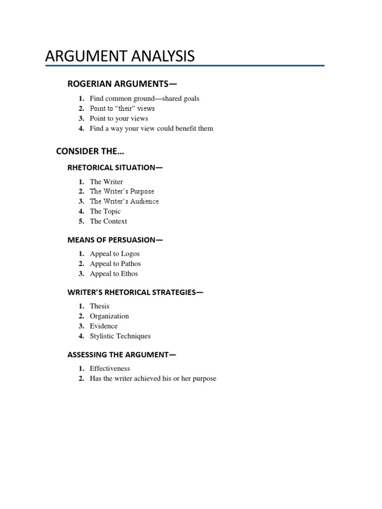 Handout - Argument Analysis Rogerian and Toulim Structures | PDF ...