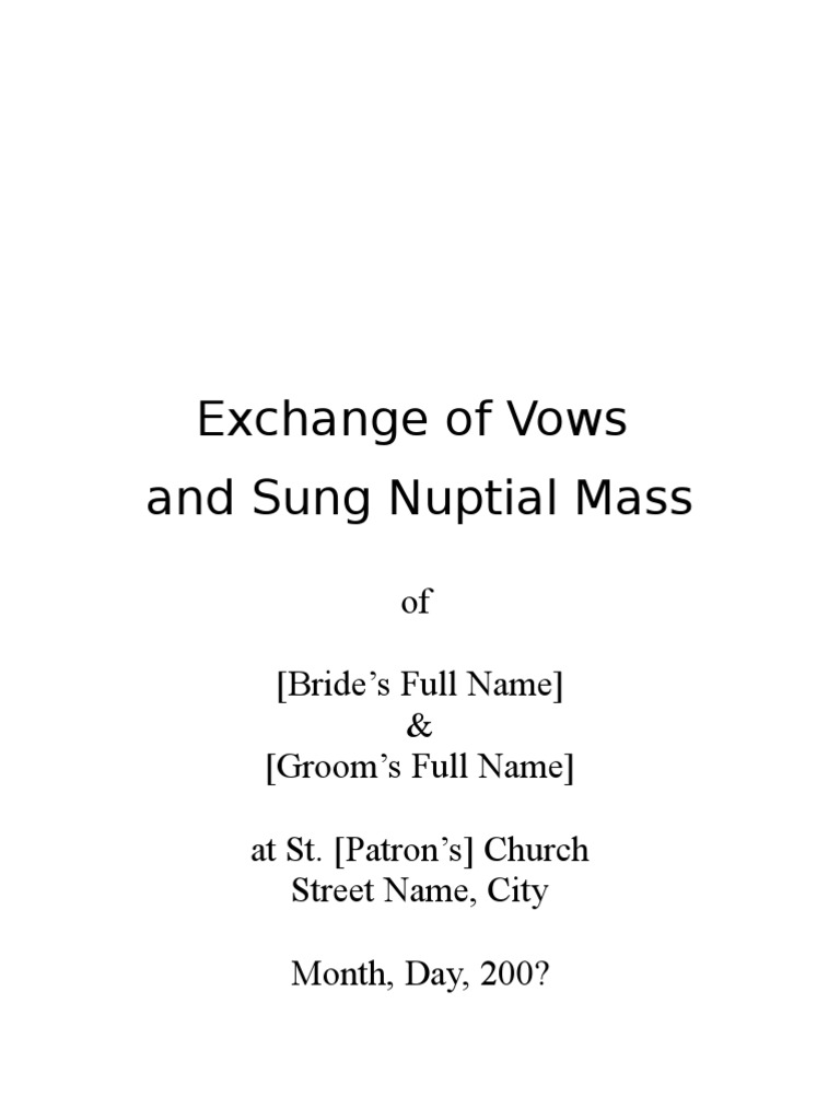 Irish Catholic Wedding Mass Booklet | PDF | Wedding | Christian Worship ...