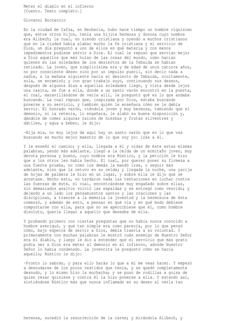 Meter El Diablo en El Infierno - Giovanni Boccaccio - Ciudad Seva | PDF ...