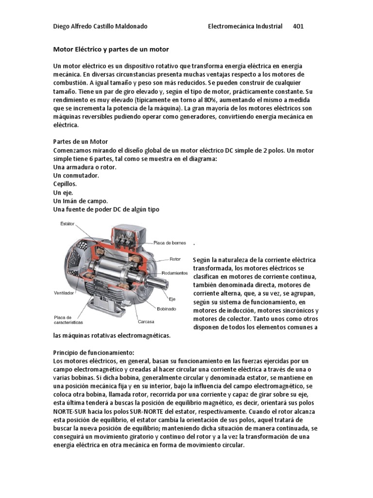 Motor Eléctrico y Partes de Un Motor | PDF | Generador eléctrico ...