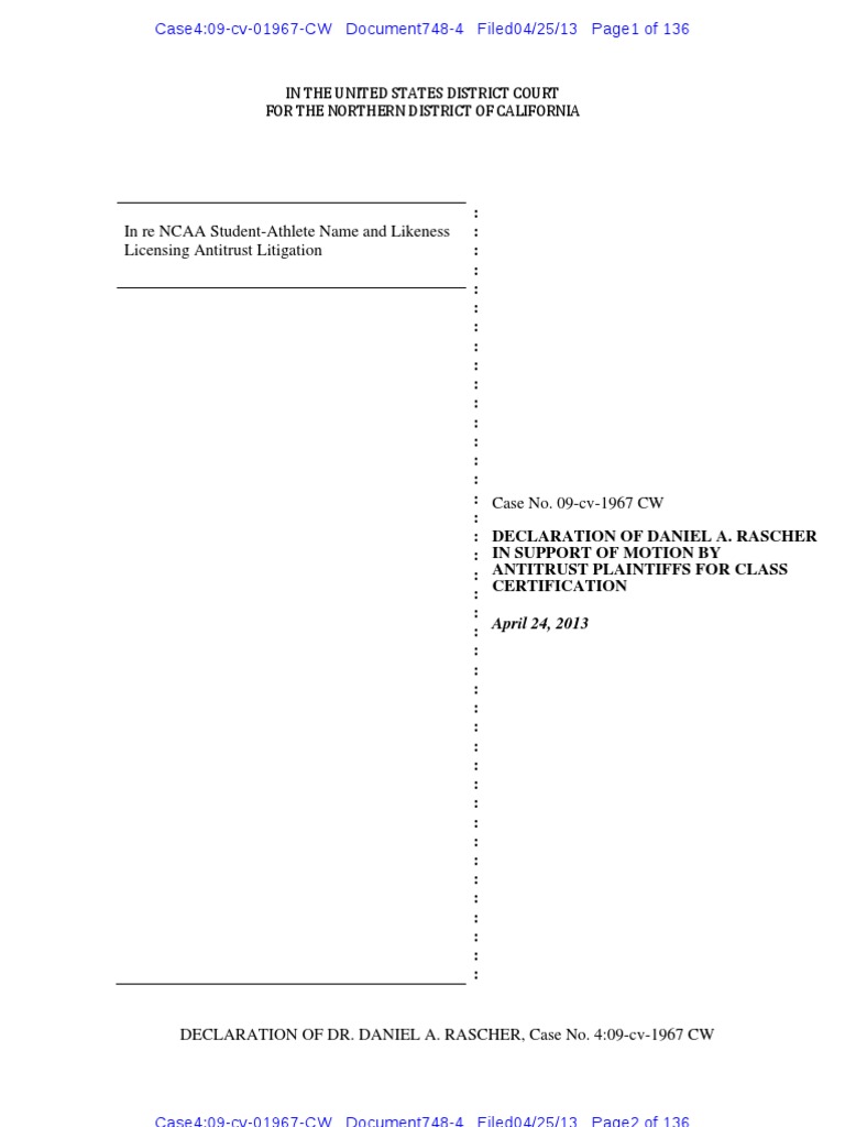 Declaration of Daniel A. Rascher in Support of Motion by Antitrust ...