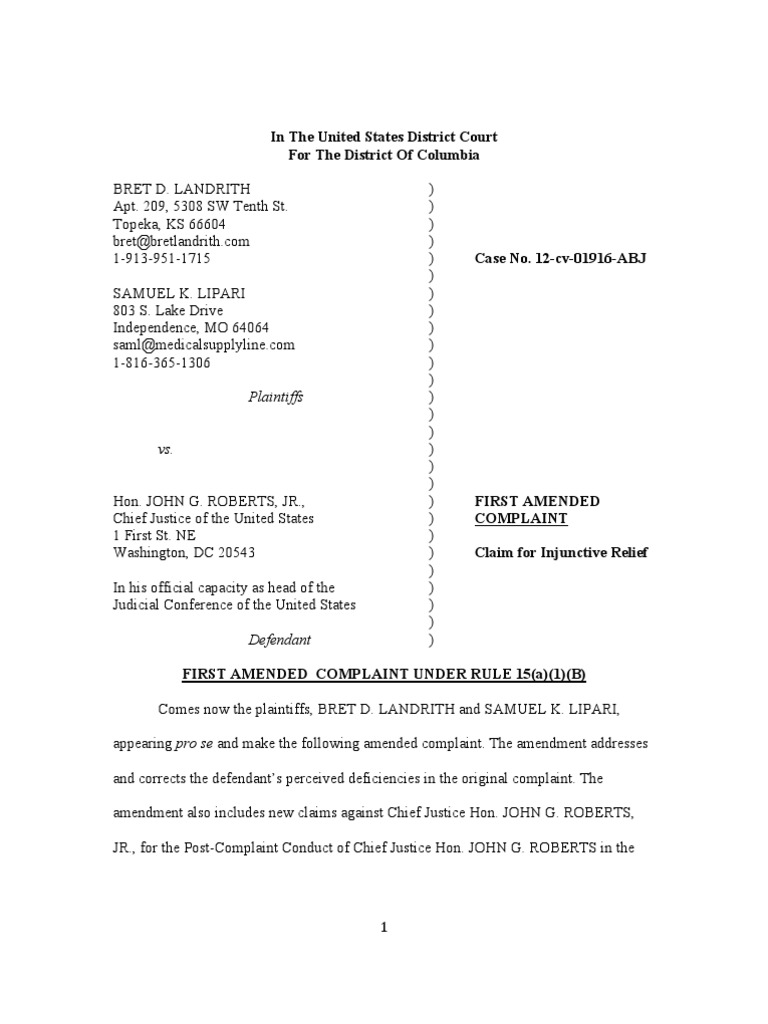 First_Amended_Complaint_Landrith_and_Liapri _v._Roberts | United States ...