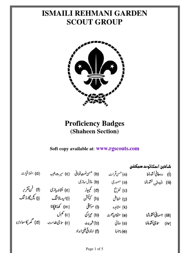 Proficiency Badges Outline Shaheen | PDF