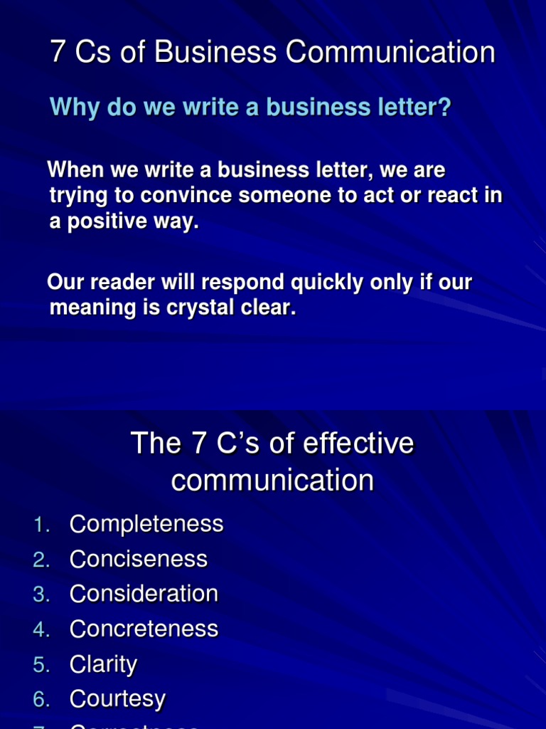 7Cs of Business Communication | Sentence (Linguistics) | Communication