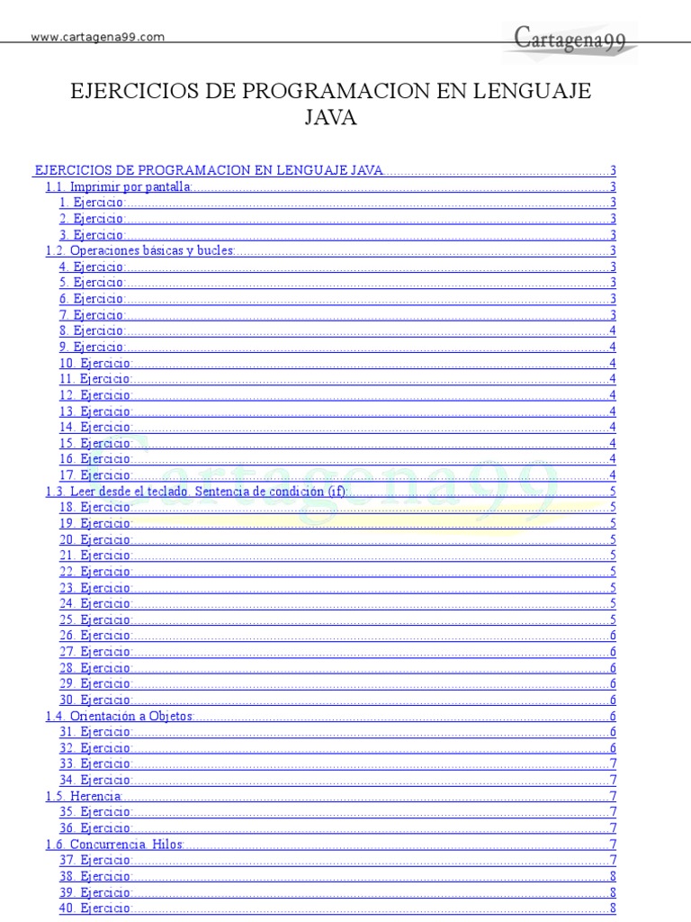 Ejercicios De Java Para Que Puedan Practicar Pdf Celsius Hilo