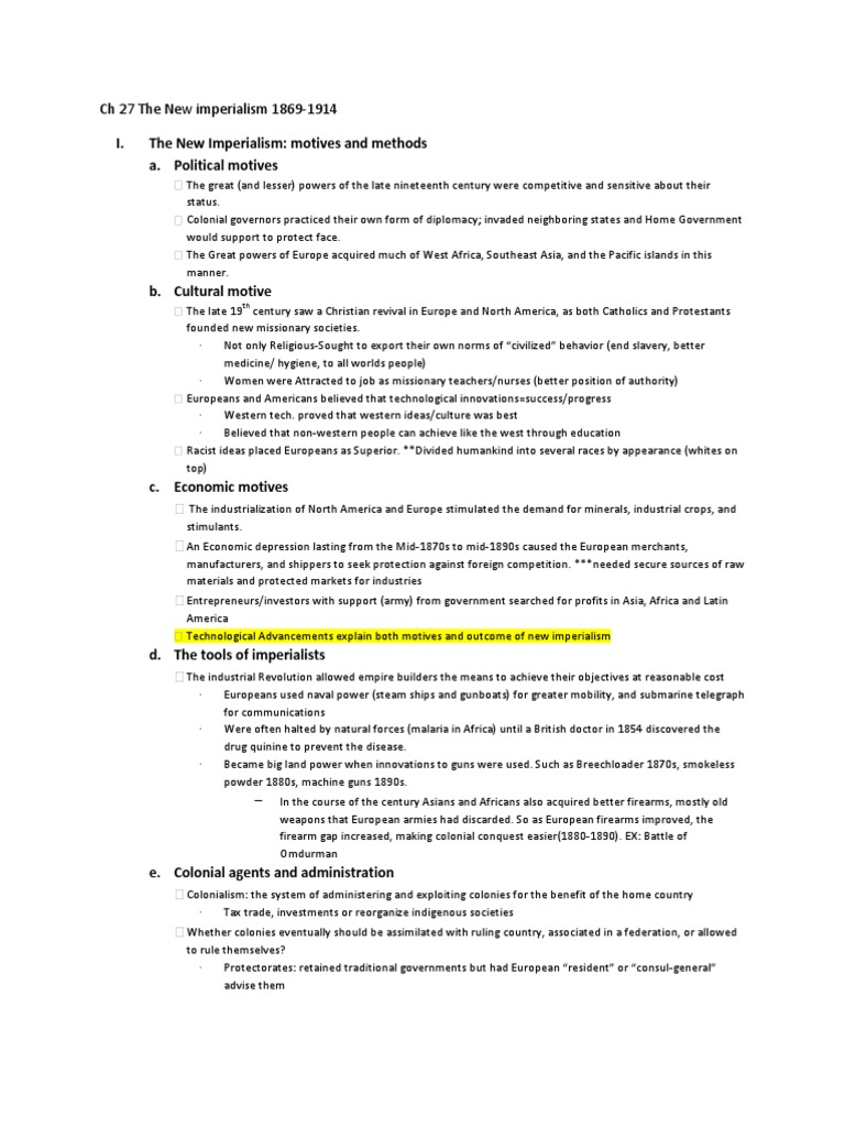 CH 27 The New Imperialism 1869 1914 | PDF | Imperialism | Egypt