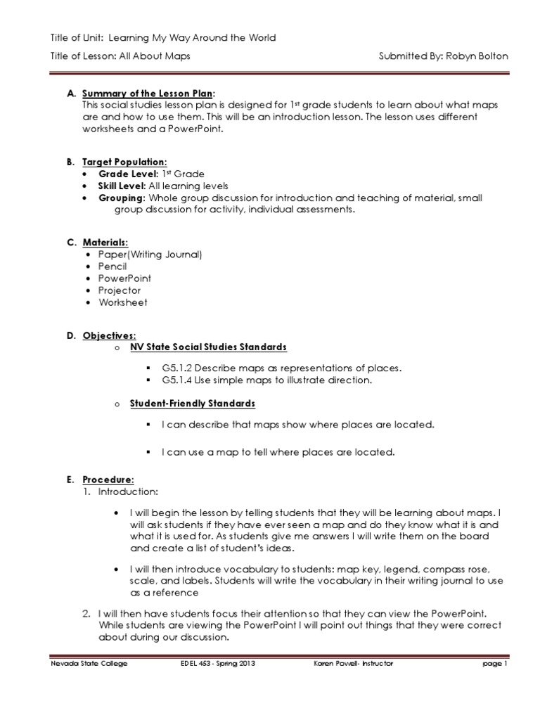 Intro to Maps for 1st Graders | PDF | Lesson Plan | Applied Psychology