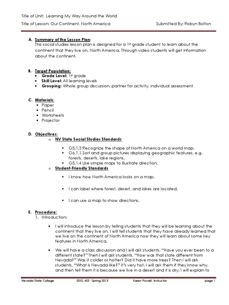 EDEL453 Spring2013 RobynBOLTON Unit 4 Geography DAY 4 | PDF | North ...