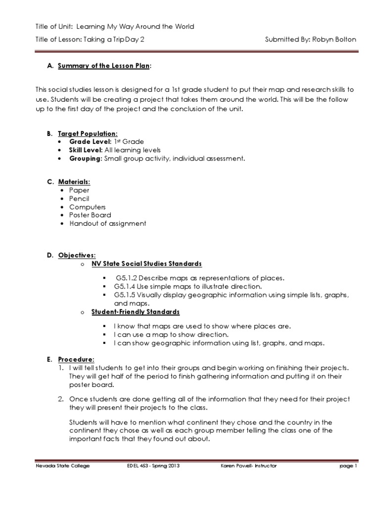 EDEL453 Spring2013 RobynBOLTON Unit 4 Geography DAY 7 | PDF | Quiz ...
