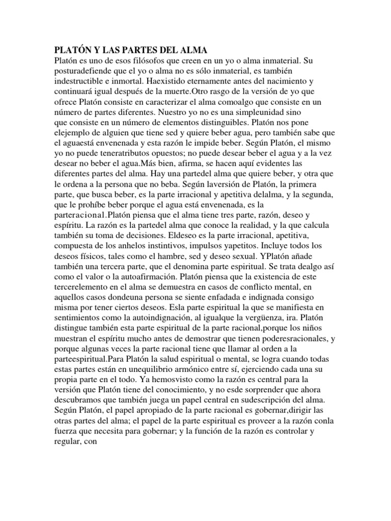 Tres partes del alma según Platón | PDF | Alma | Platón
