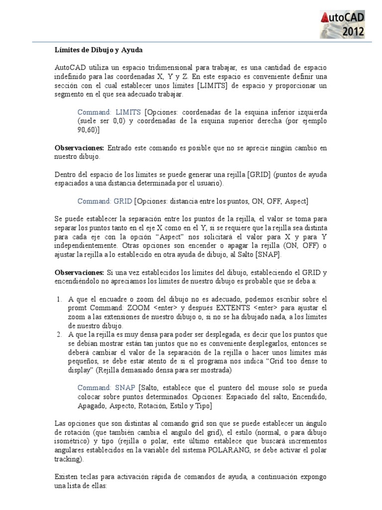Límites y Rejillas en AutoCAD | PDF | Informática | Tecnología