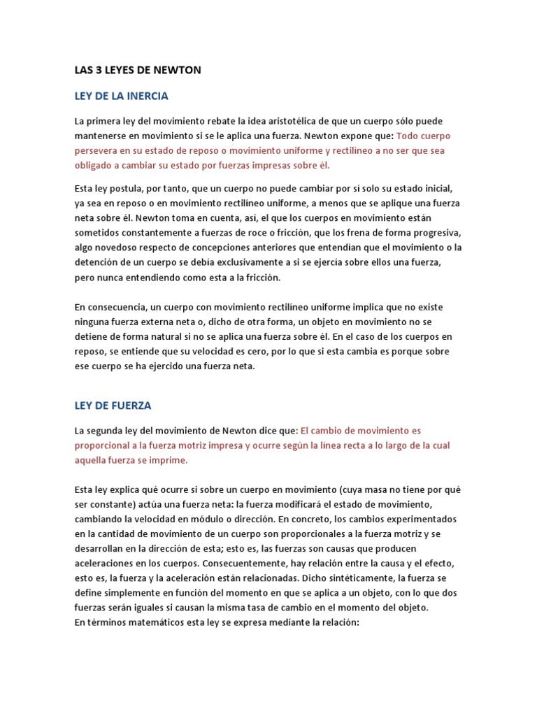 Las 3 Leyes de Newton | PDF | Las leyes del movimiento de Newton | Masa