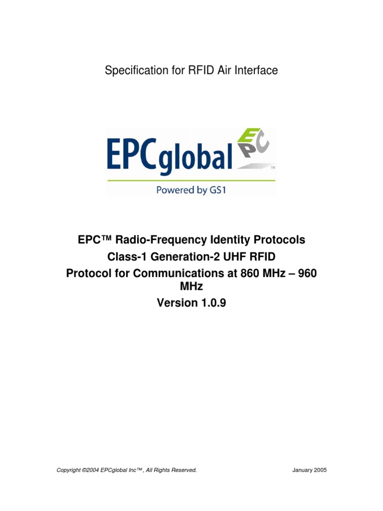 Protocol For Communications at 860 MHZ - 960 | PDF | Radio Frequency ...
